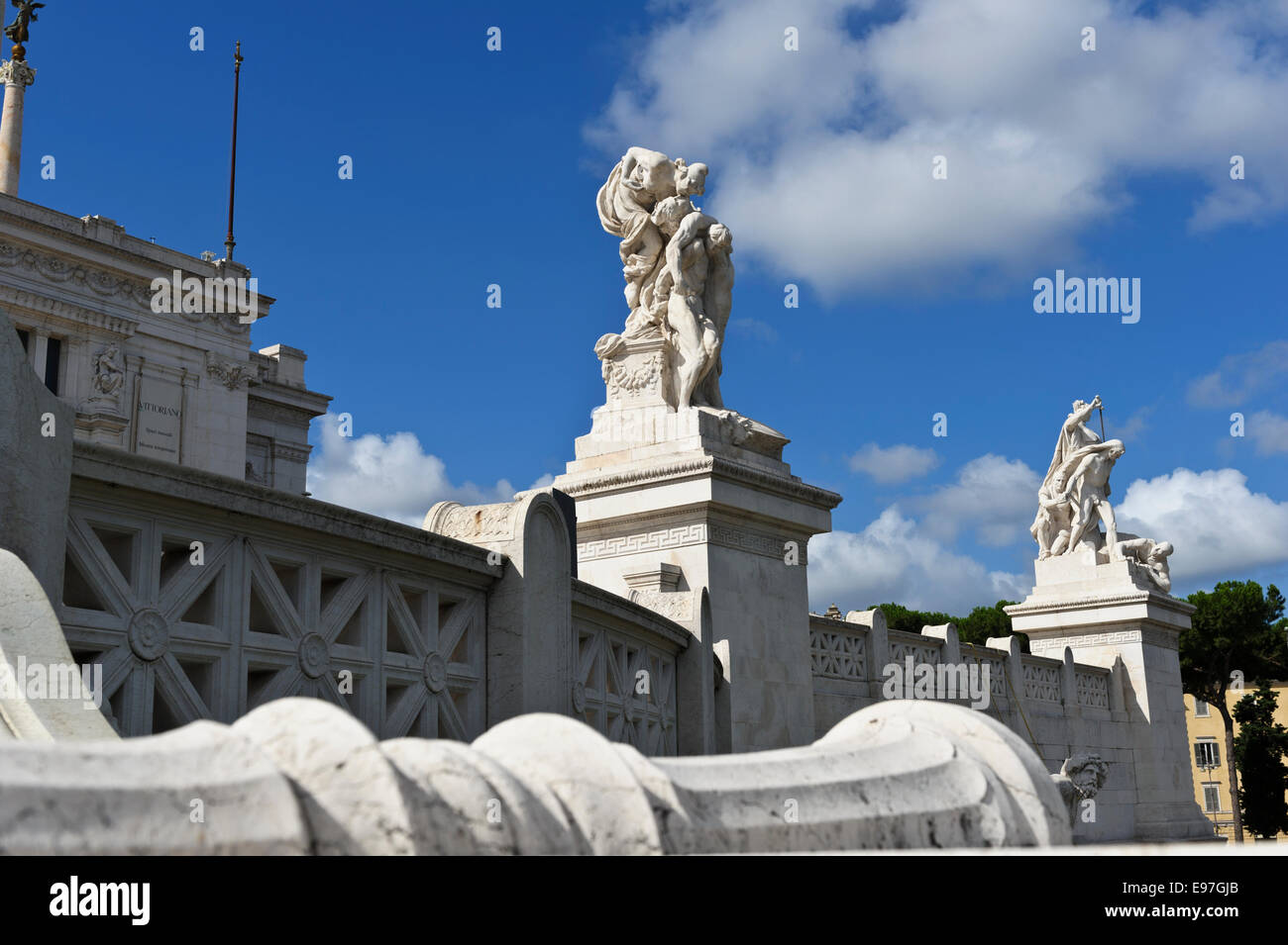 White statues against a blue sky on display outside the famous Victor ...