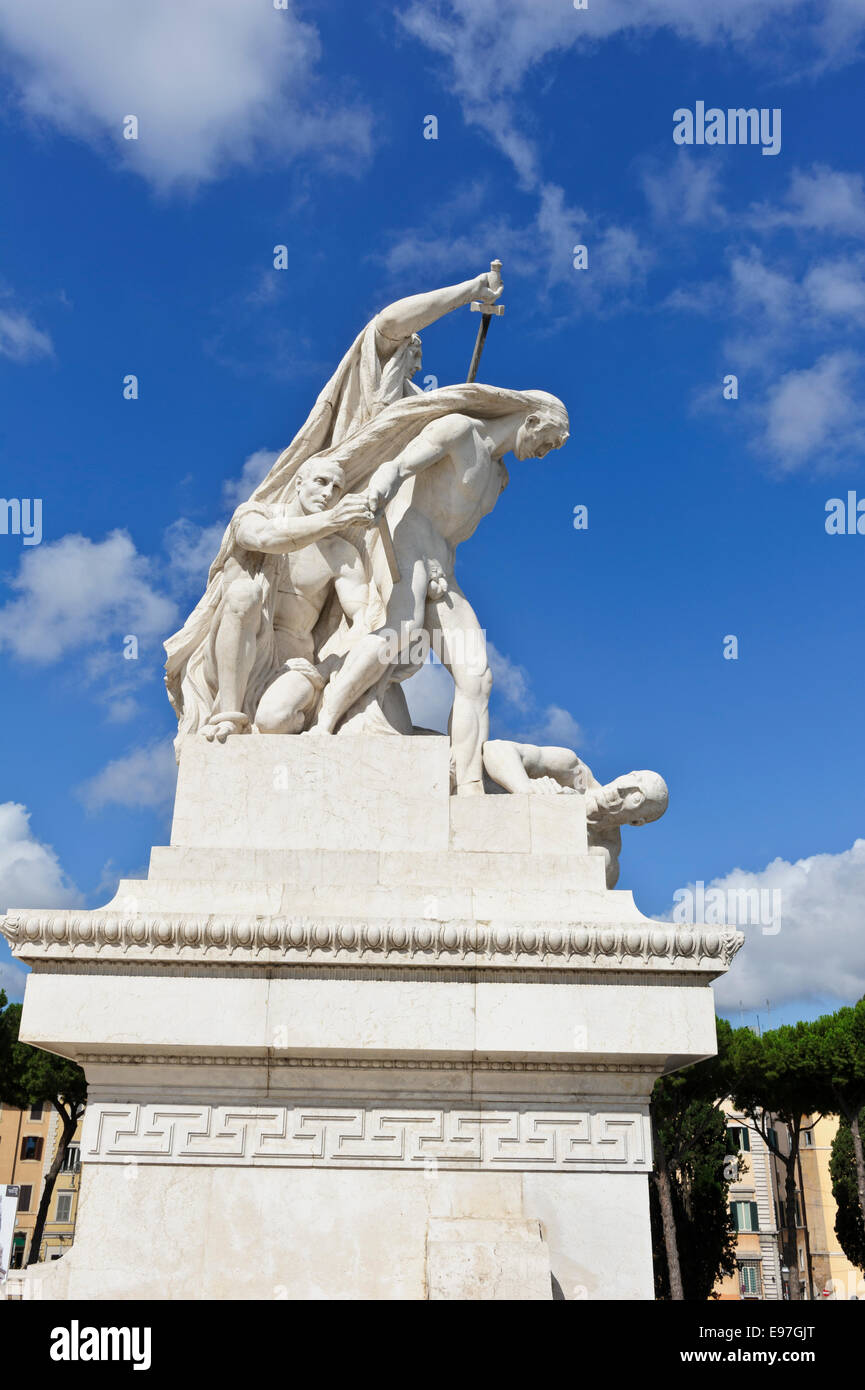 White statues against a blue sky on display outside the famous Victor ...