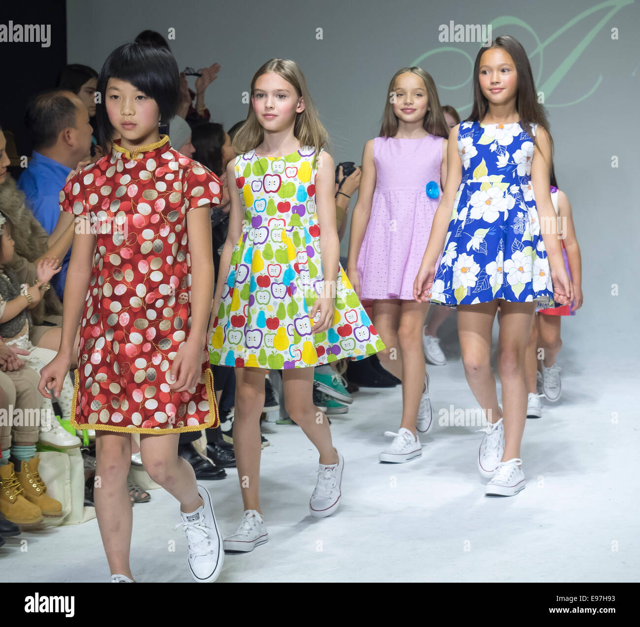 New York, NY, USA - October 19, 2014: Models walk the runway during the ...