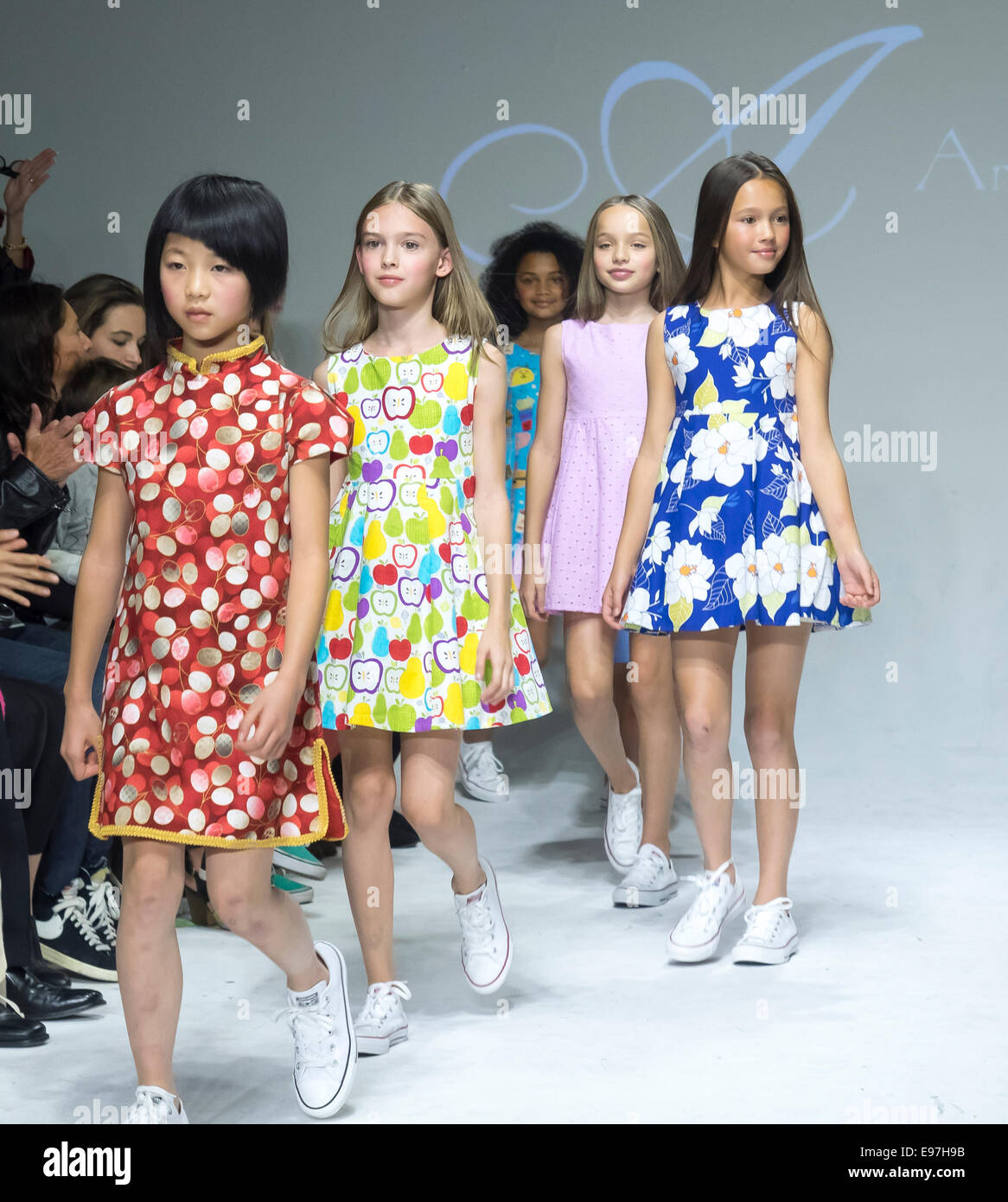 New York, NY, USA - October 19, 2014: Models walk the runway during the ...