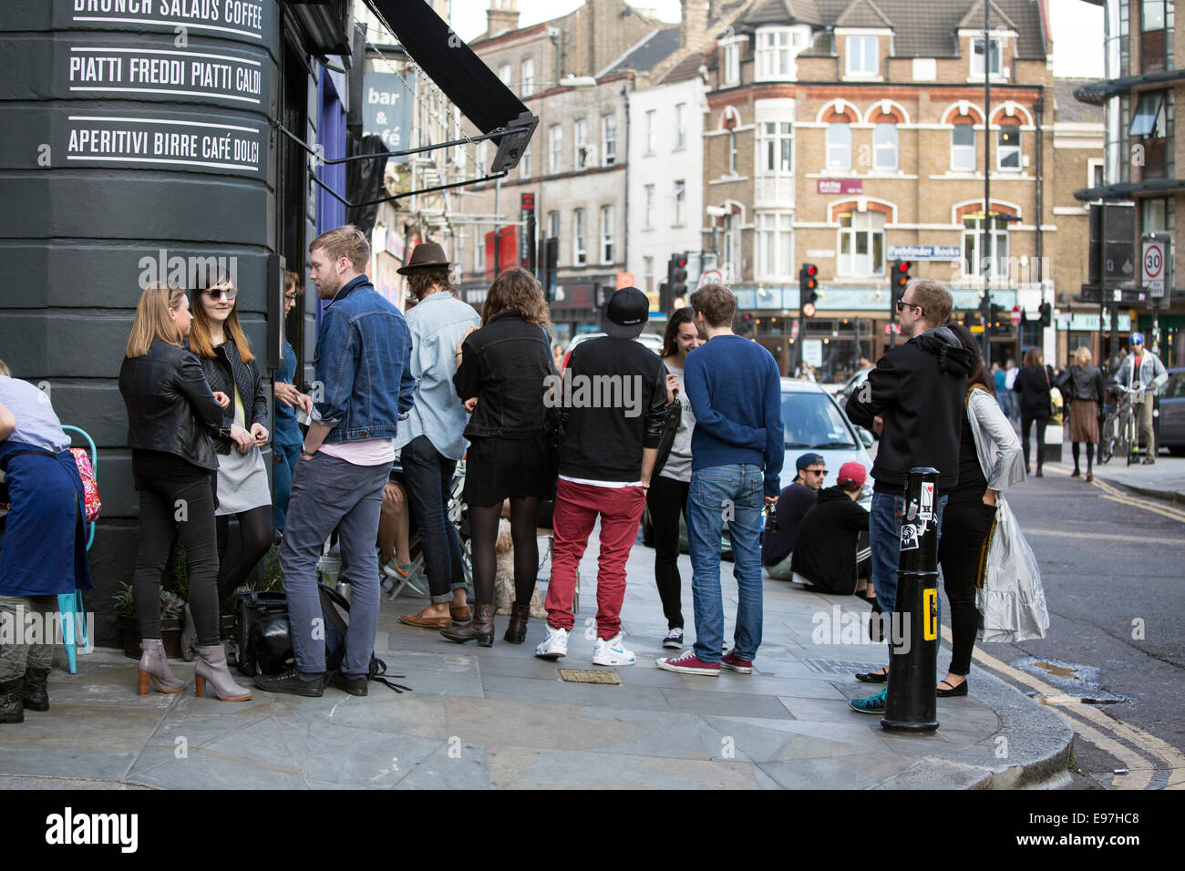 Franze & Evans trendy cafe Shoreditch sunday brunch Stock Photo - Alamy