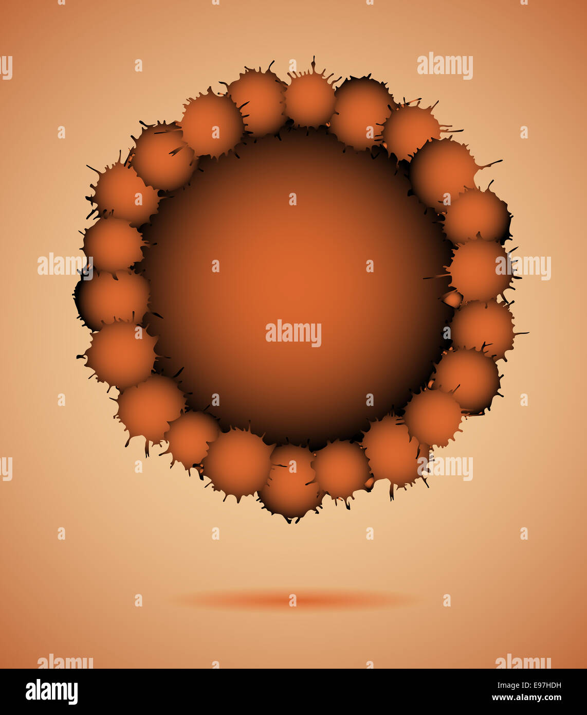 Orange round made of ink splashes with drop shadow Stock Photo - Alamy