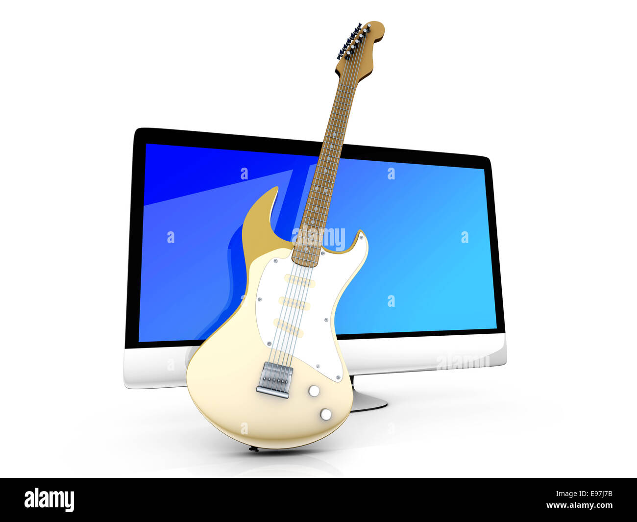 Digital guitar - A All in one computer with a Guitar Stock Photo - Alamy