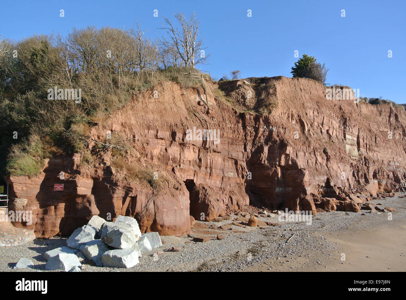 Cliff protection at Sidmouth Devon Stock Photo - Alamy