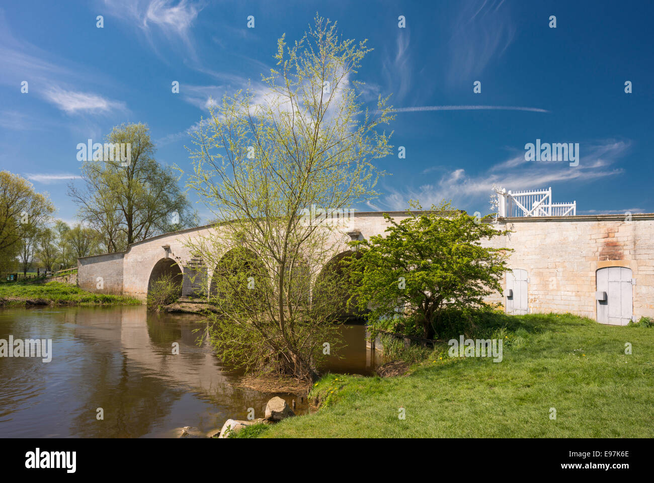 Limestone bridge over the River Nene, near Peterborough, Cambridgeshire ...