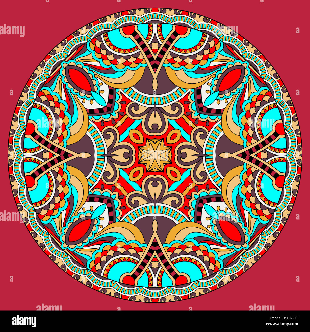 decorative design of circle dish template, round geometric patte Stock ...