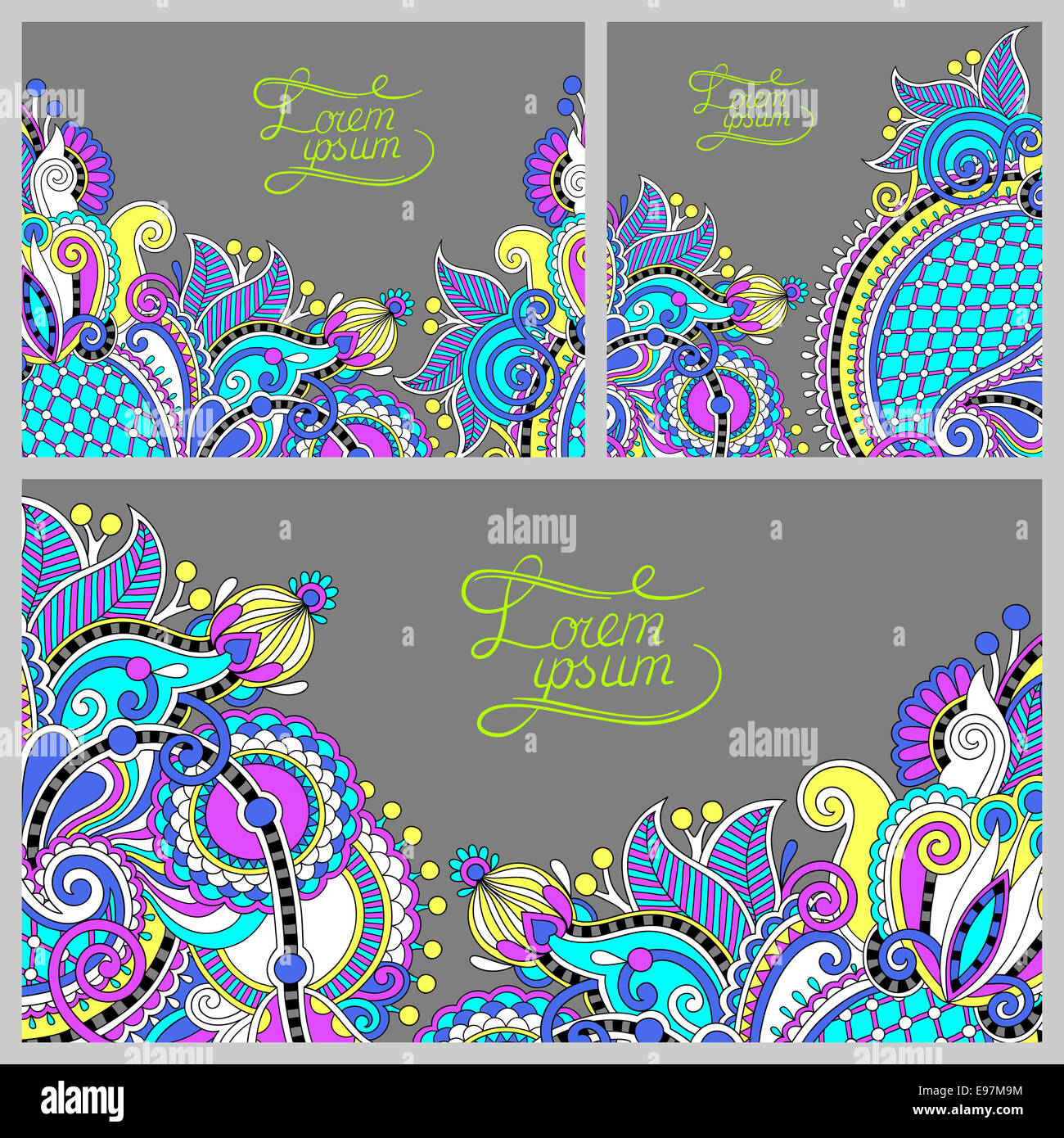 set of floral decorative background, template frame design for c Stock ...