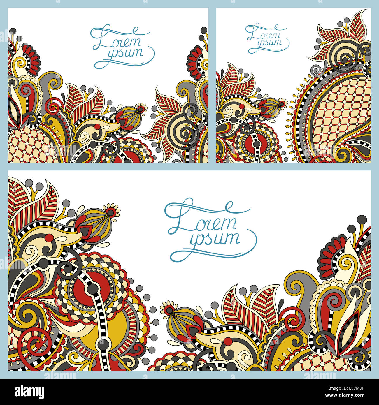 set of floral decorative background, template frame design for c Stock ...