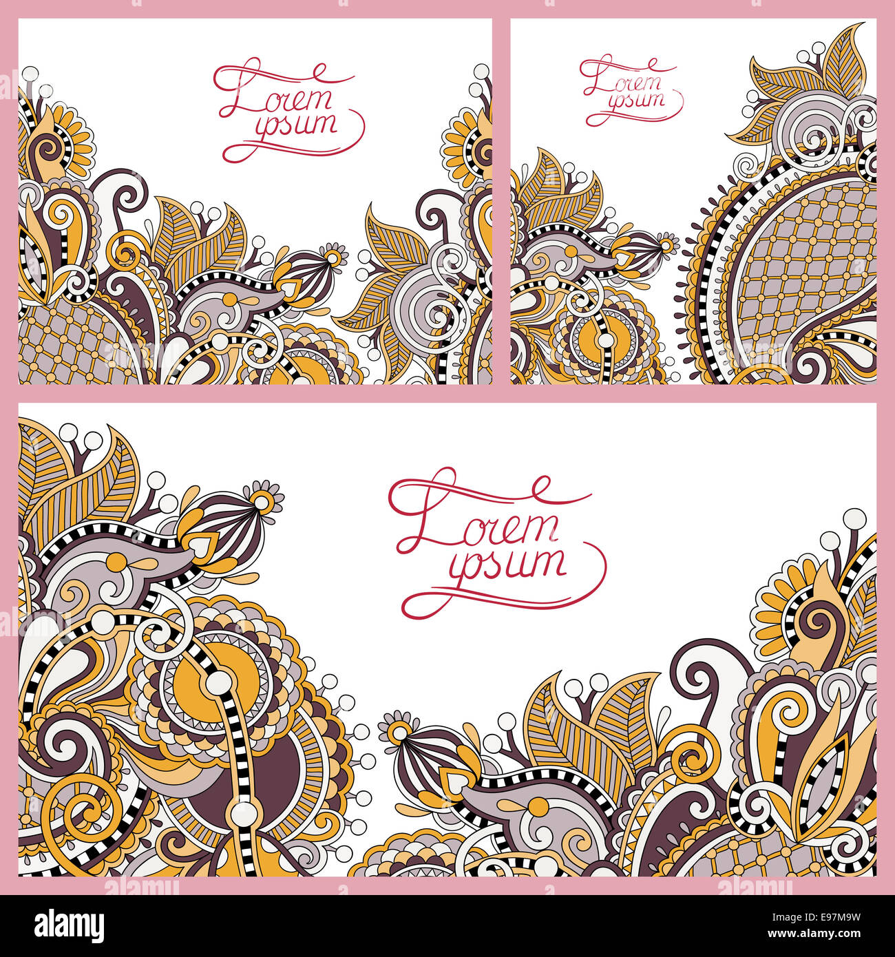 set of floral decorative background, template frame design for c Stock ...