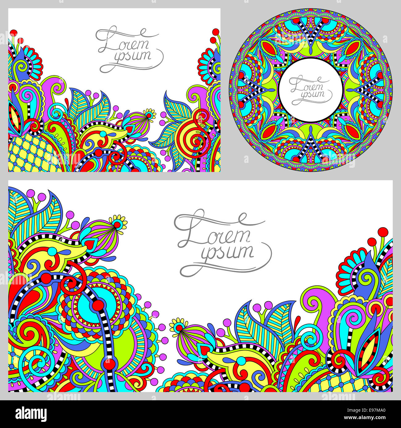 set of floral decorative background, template frame design for c Stock ...
