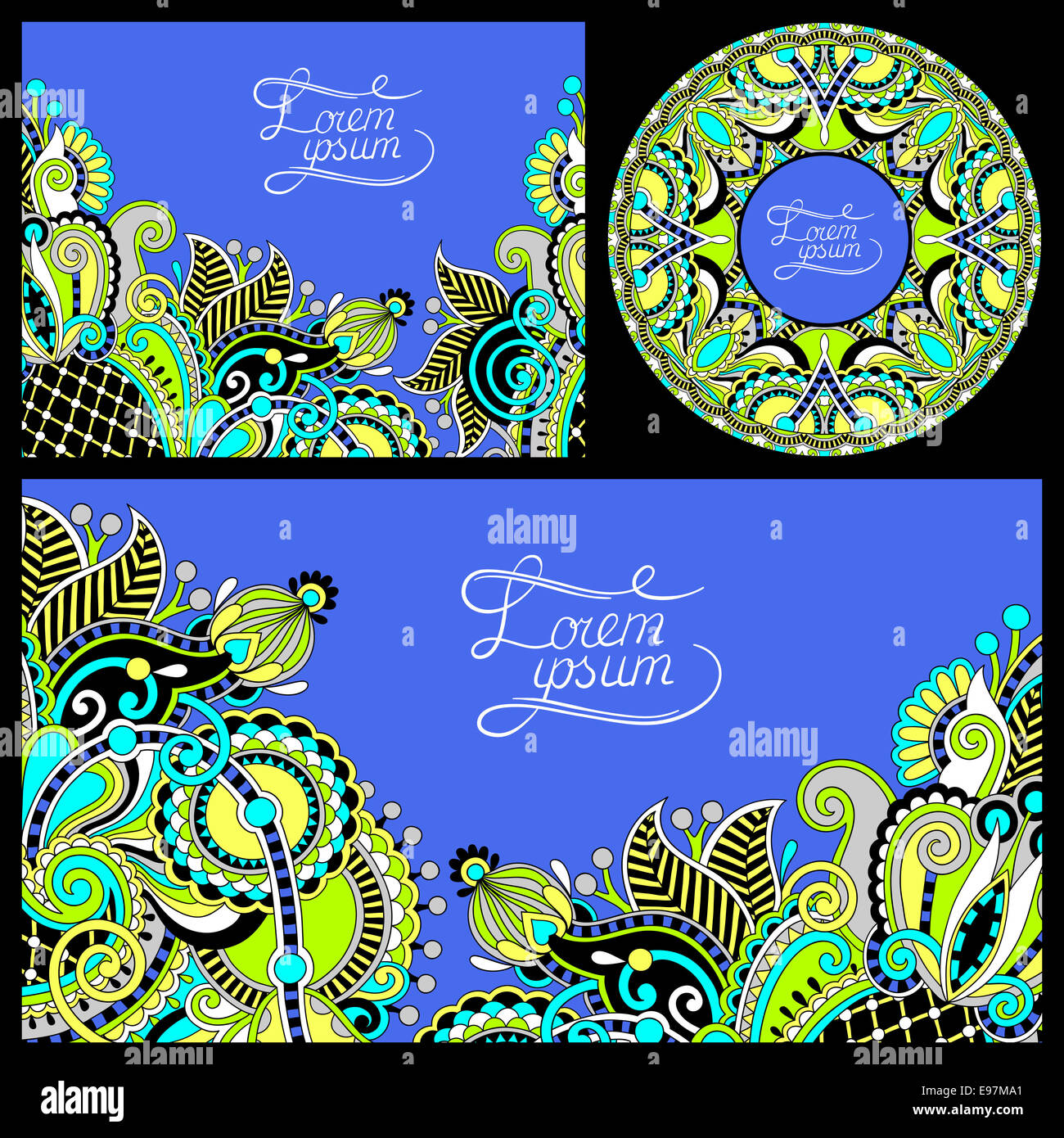 set of floral decorative background, template frame design for c Stock ...