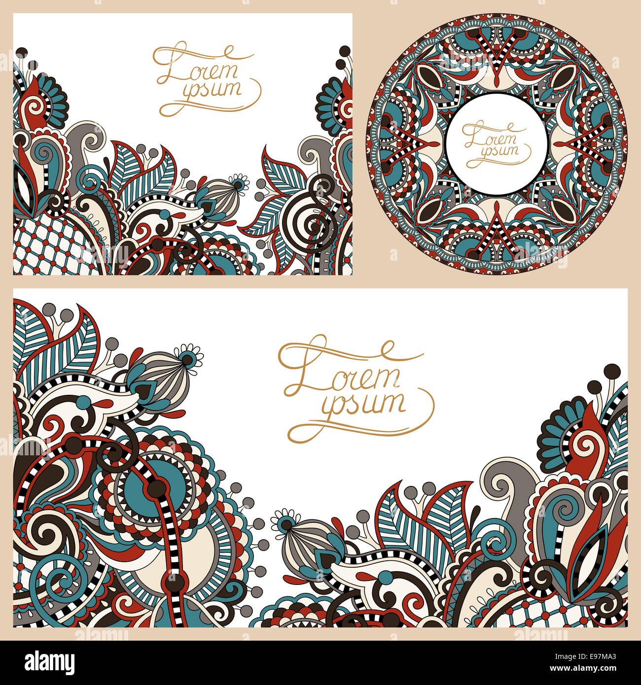 set of floral decorative background, template frame design for c Stock ...