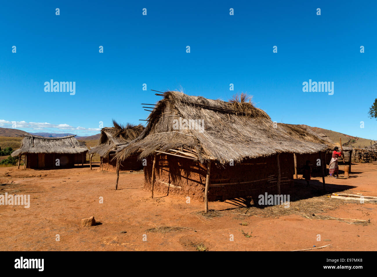 A traditional village on the National Road Number Four, Madagascar ...