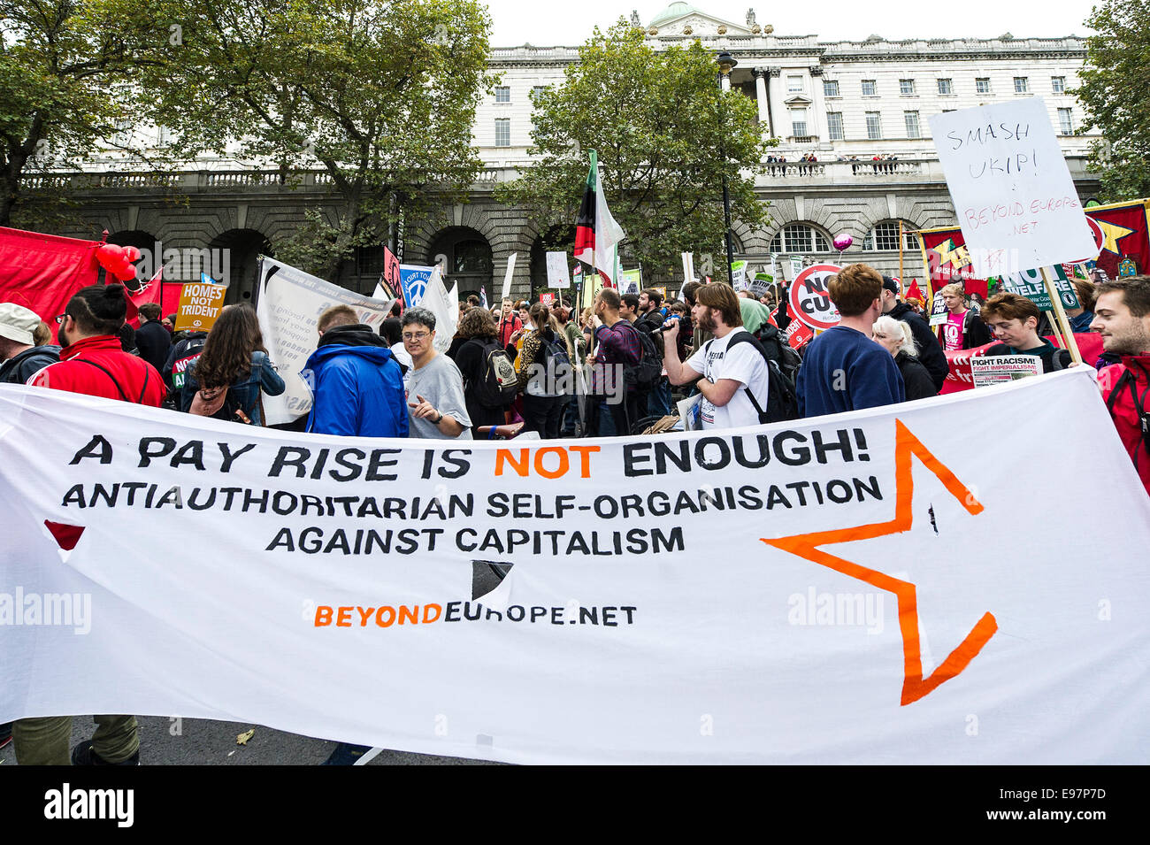 A TUC national demonstration in Central London. A banner held by ...