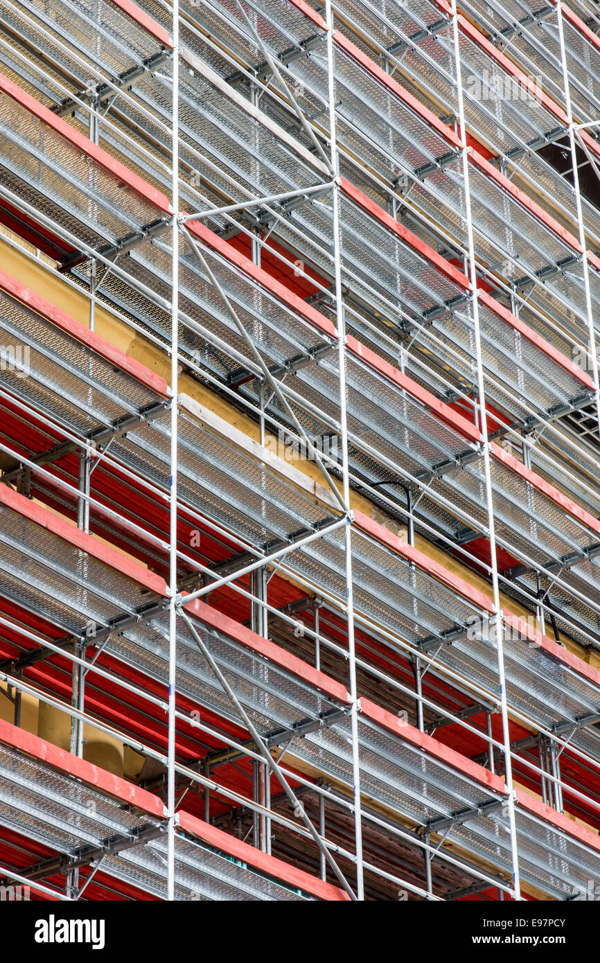 Construction site with a scaffold at the facade of a high house Stock ...