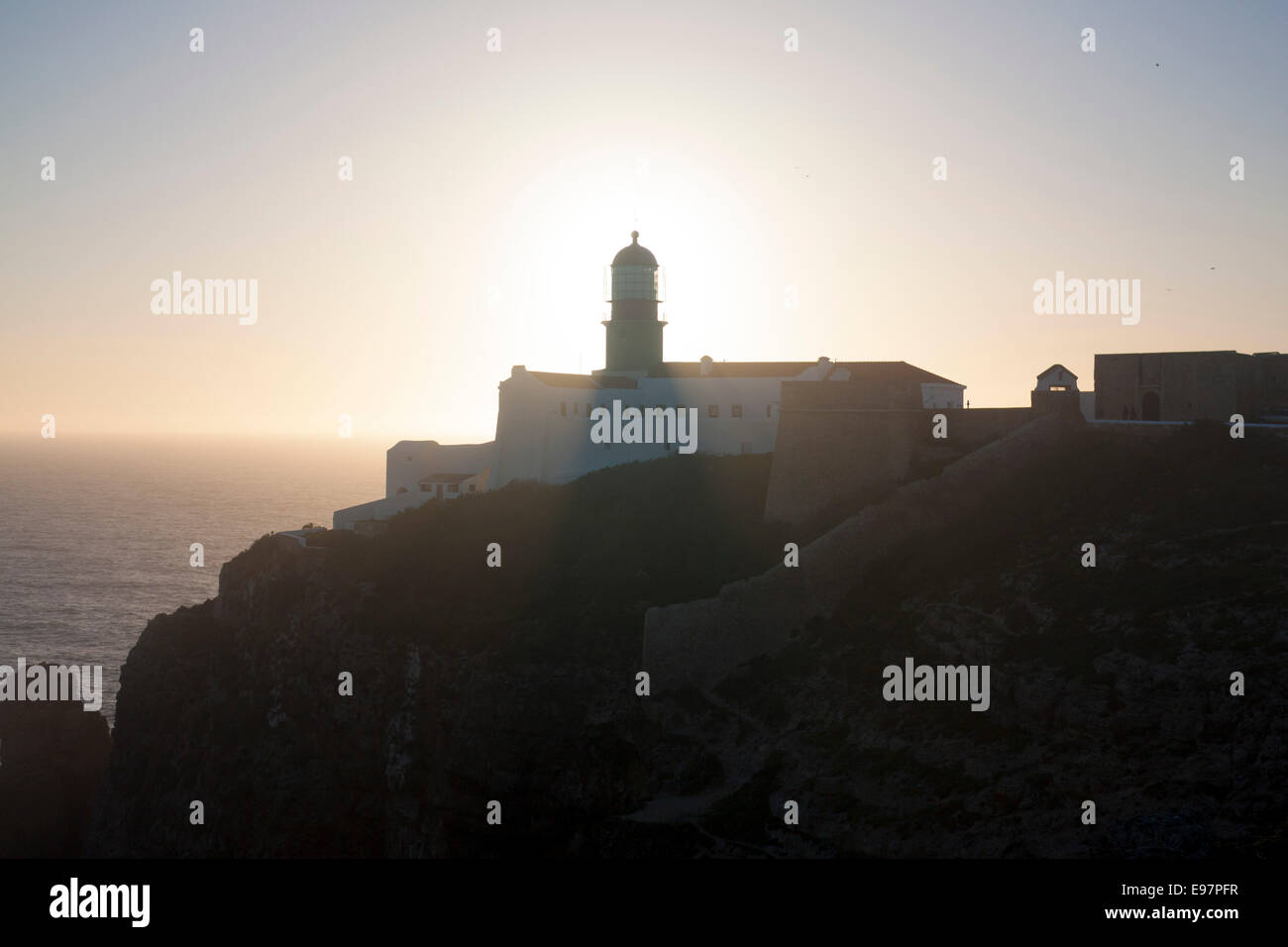 Cape St Vincent Cabo Sao Vicente lighthouse at sunset Costa Vicentina ...