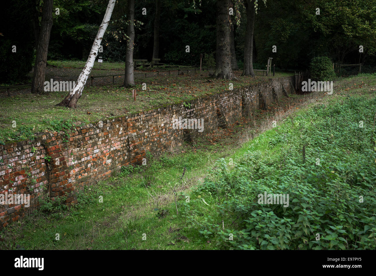 An example of a Ha-ha wall at Warley Place in Essex. The garden of the ...