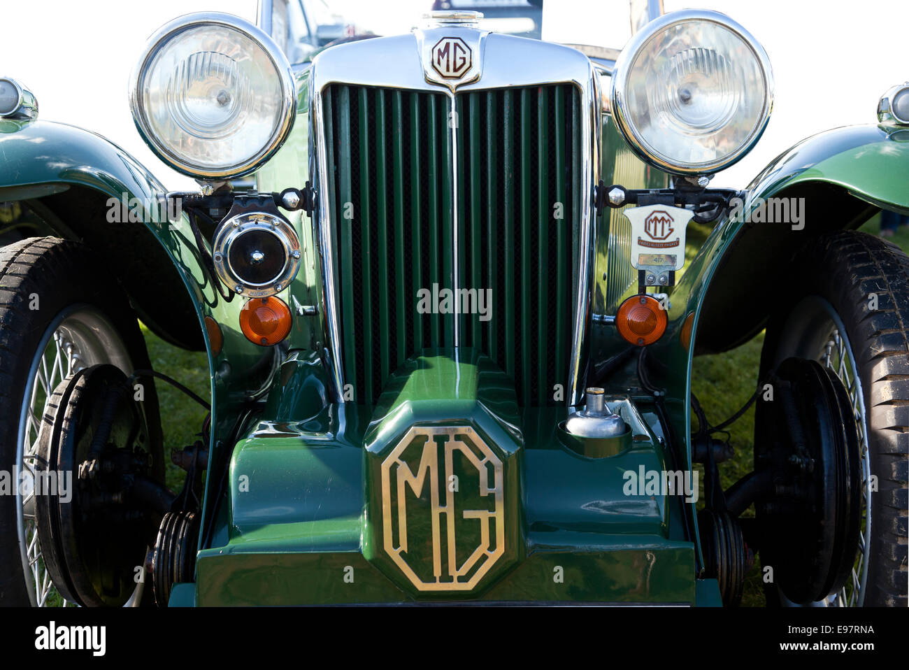 A green vintage MG motor vehicle Stock Photo - Alamy