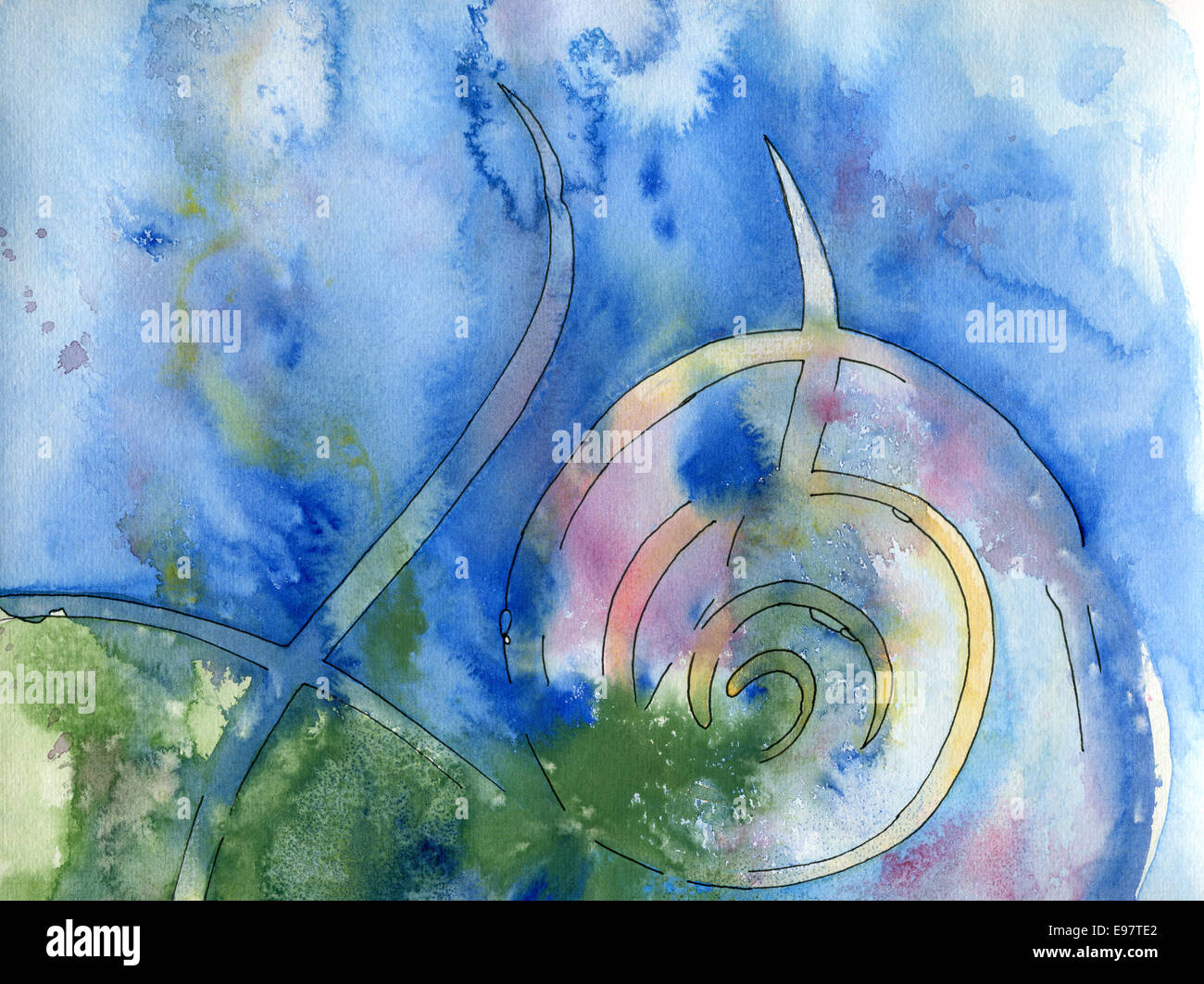 Spiral background texture. Original watercolor painting Stock Photo - Alamy