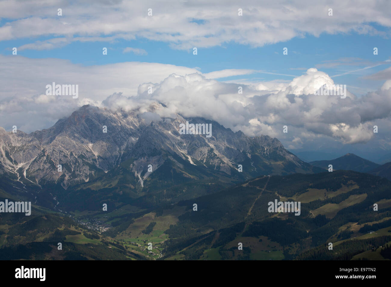 Storm clouds passing over the summits The Steineres Meer Alps above ...