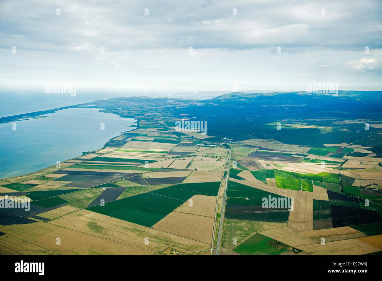 aerial view, lake of lesina, gargano, foggia province, puglia, italy ...