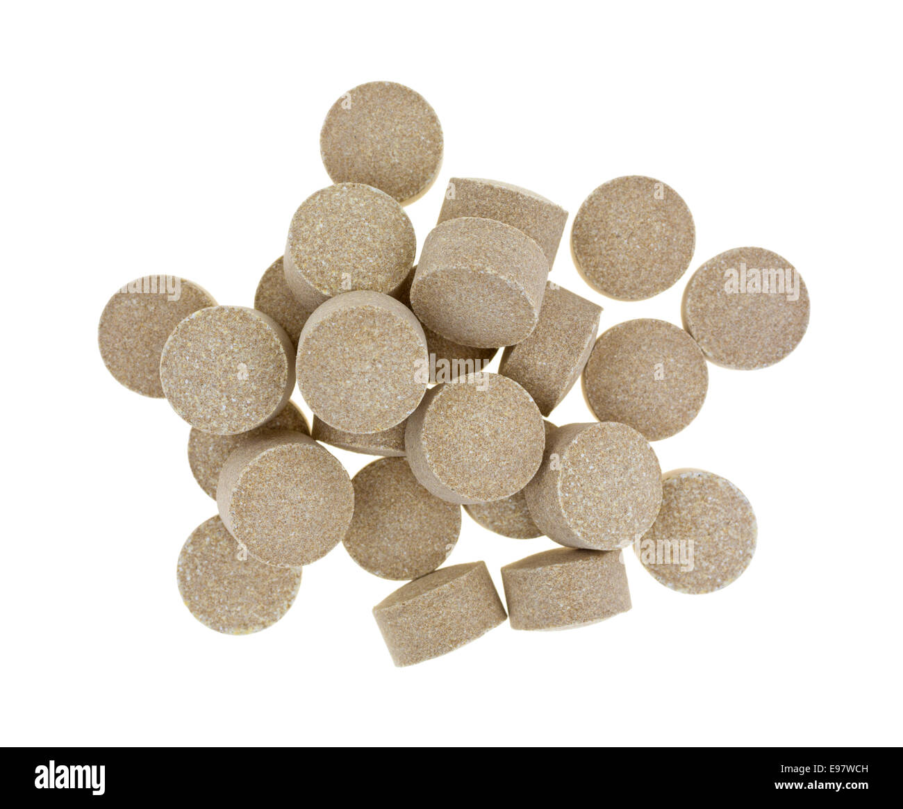 A small group of ginseng tablets isolated on a white background Stock ...