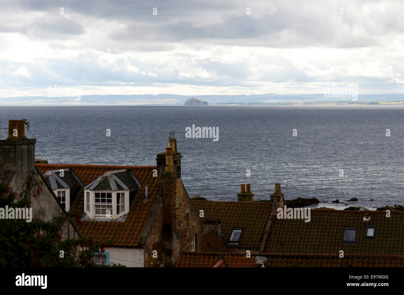 View across the Firth of Forth towards the Bass Rock from Pittenweem in ...