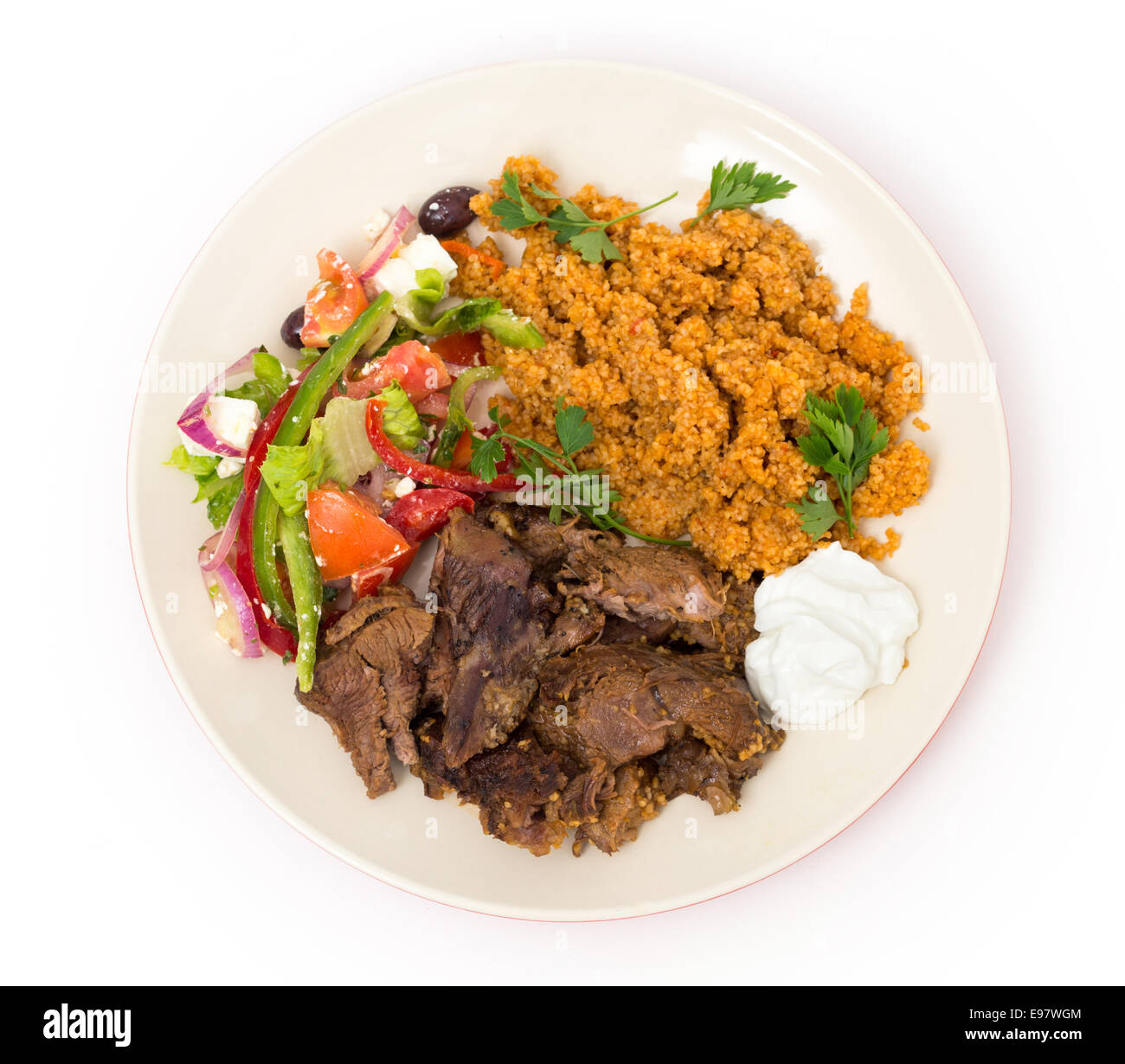 roast lamb kuzu tandir, served with bulgur pilaf and a tossed Turkish ...