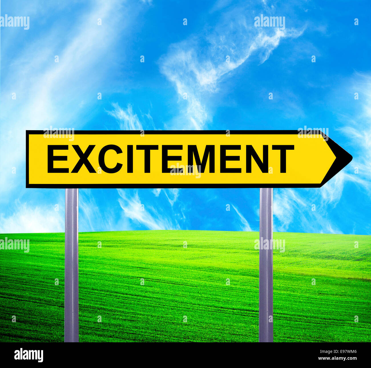 Conceptual arrow sign against beautiful landscape with text ...