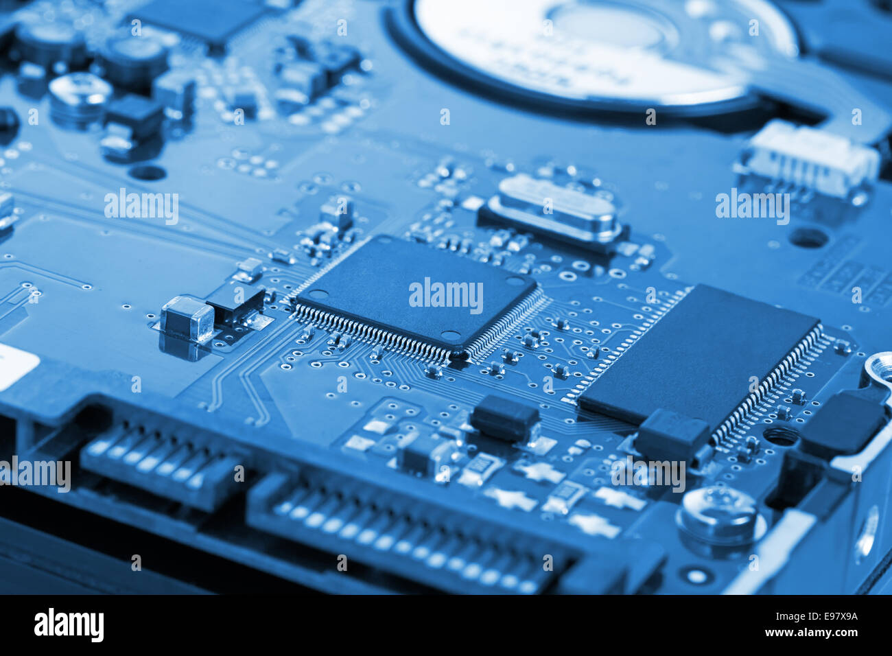 Hard drive to the computer closeup board Stock Photo - Alamy