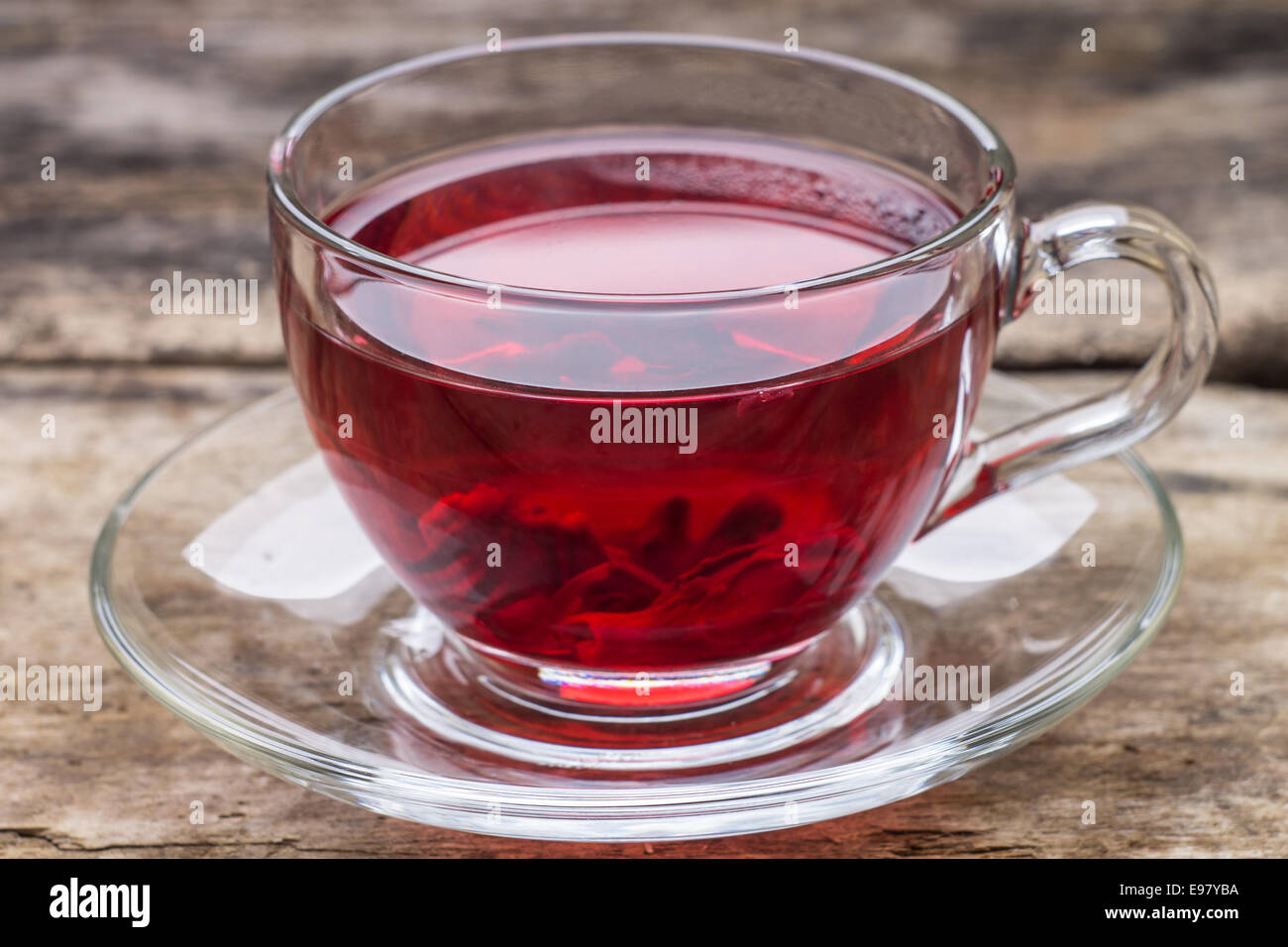 Fresh flavour tea in glass cup on wooden table. Restaurant Menu ...
