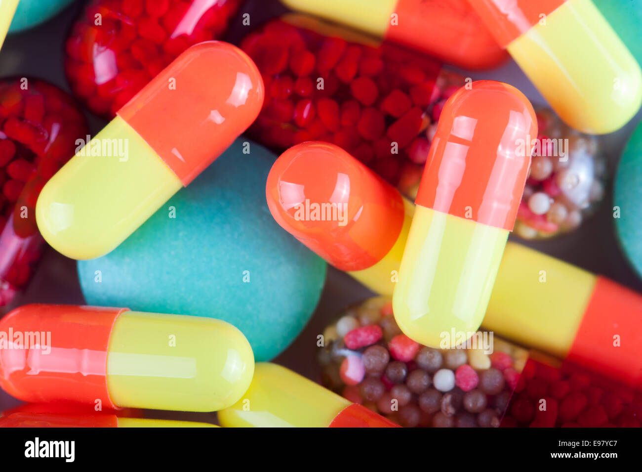 variety of colorful medicine close-up, capsules and tablets Stock Photo ...