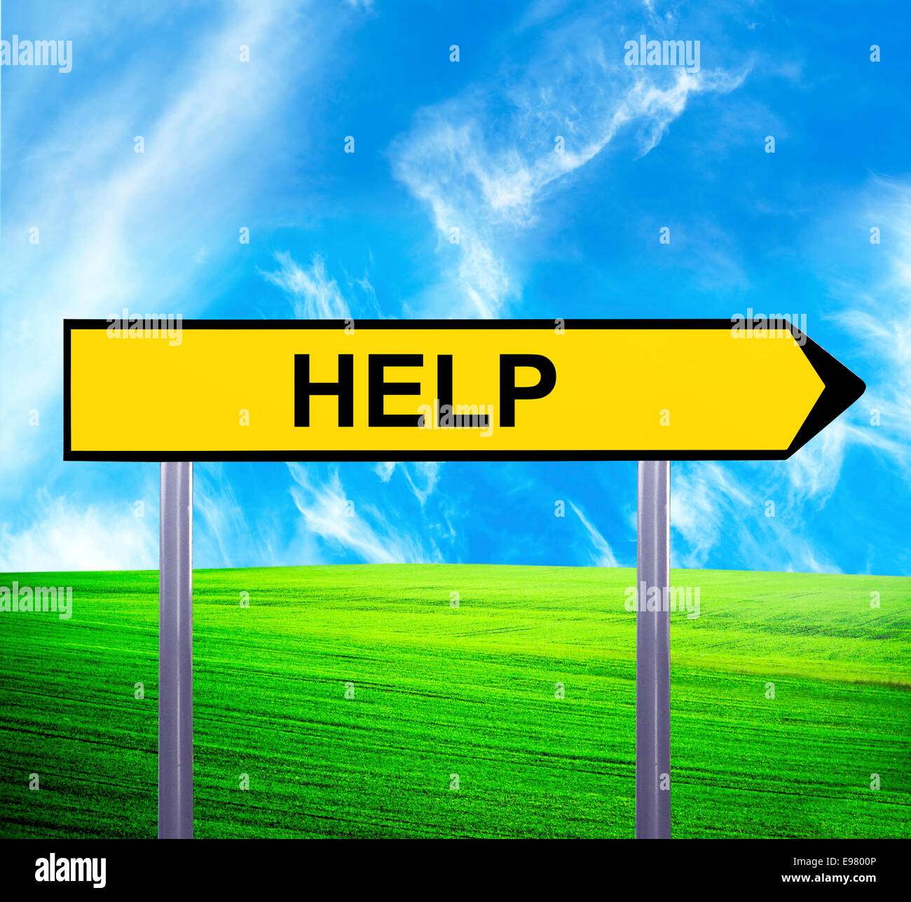 Conceptual arrow sign against beautiful landscape with text - HELP ...