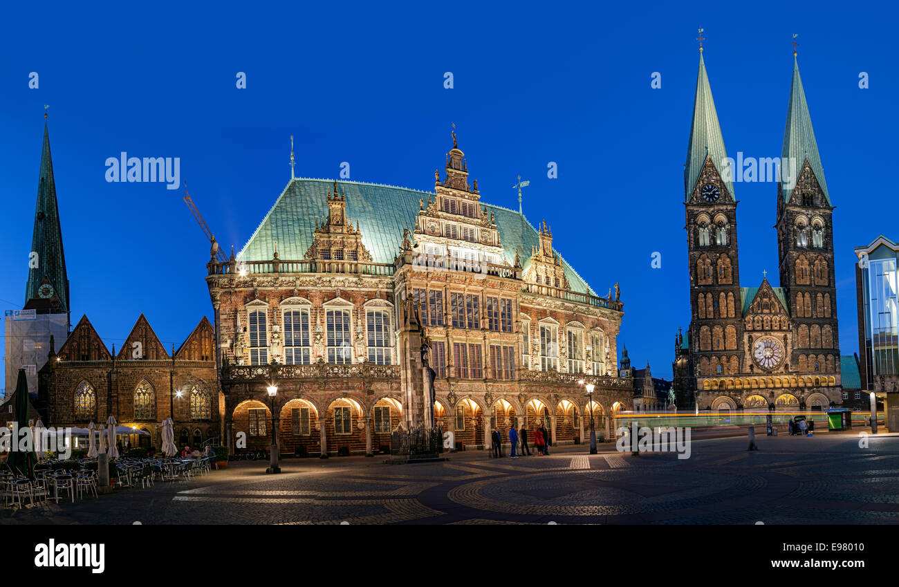 Bremen town hall is 600 years Gothic style building in a norther town ...