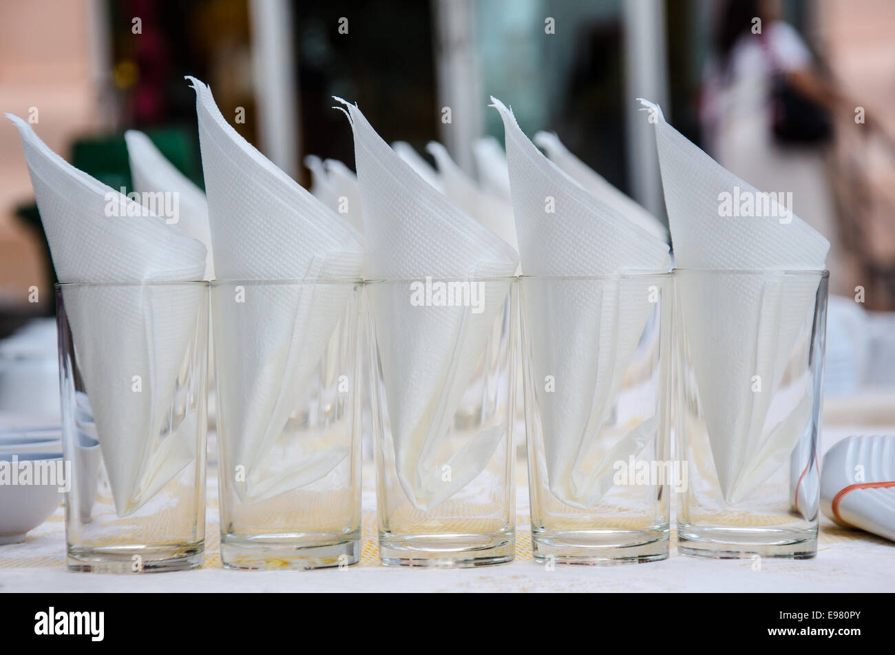 glass and tissue paper ready to serve Stock Photo - Alamy