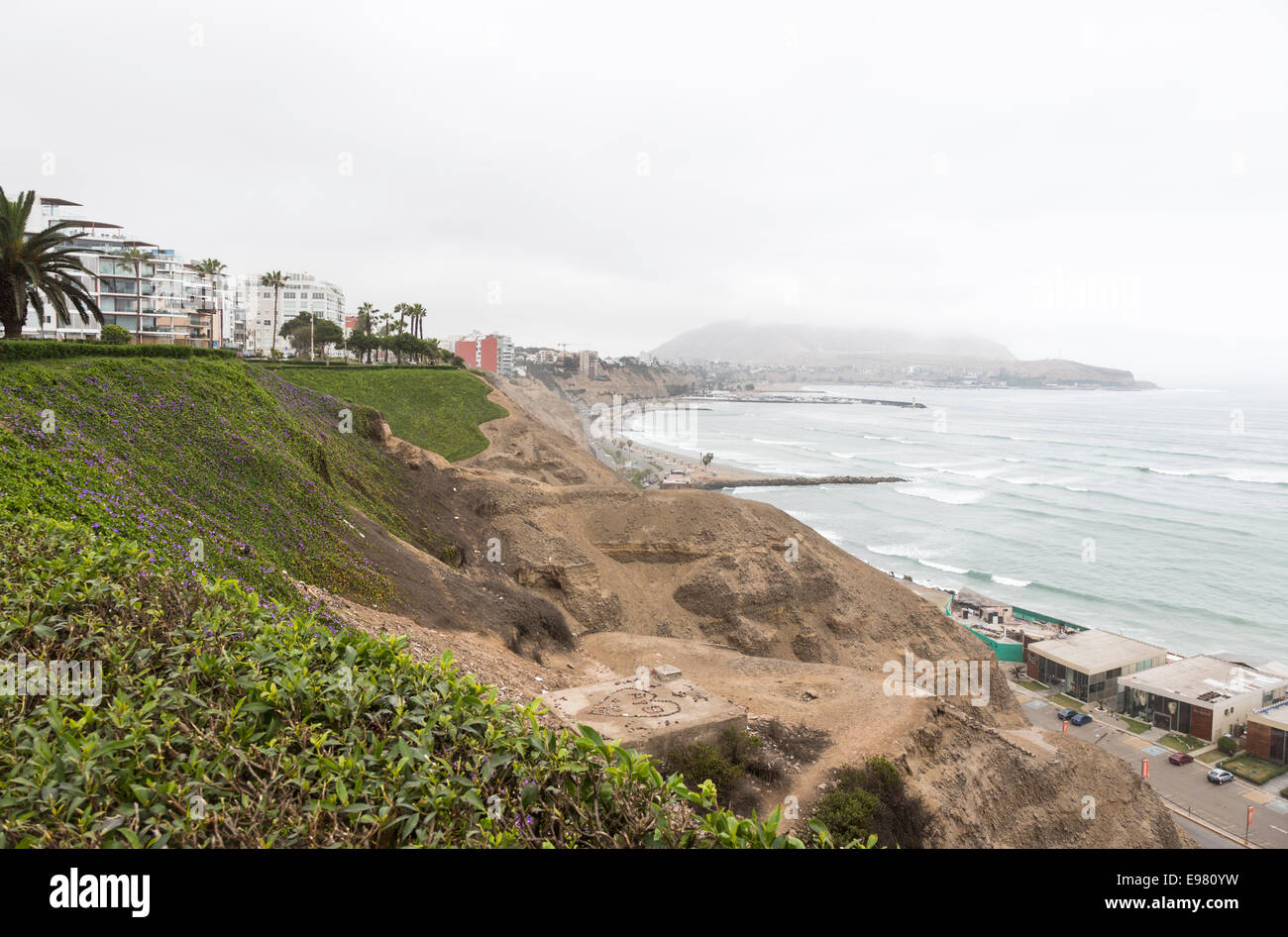 Coast and cliffs in the Miraflores and Barranco districts of Lima, Peru ...