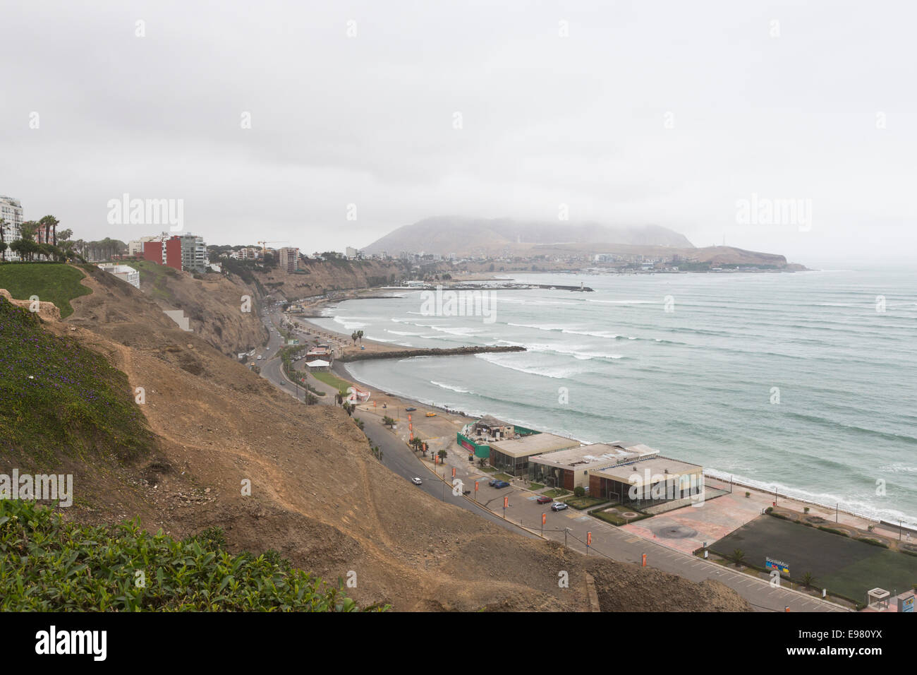 Coast and cliffs in the Miraflores and Barranco districts of Lima, Peru ...