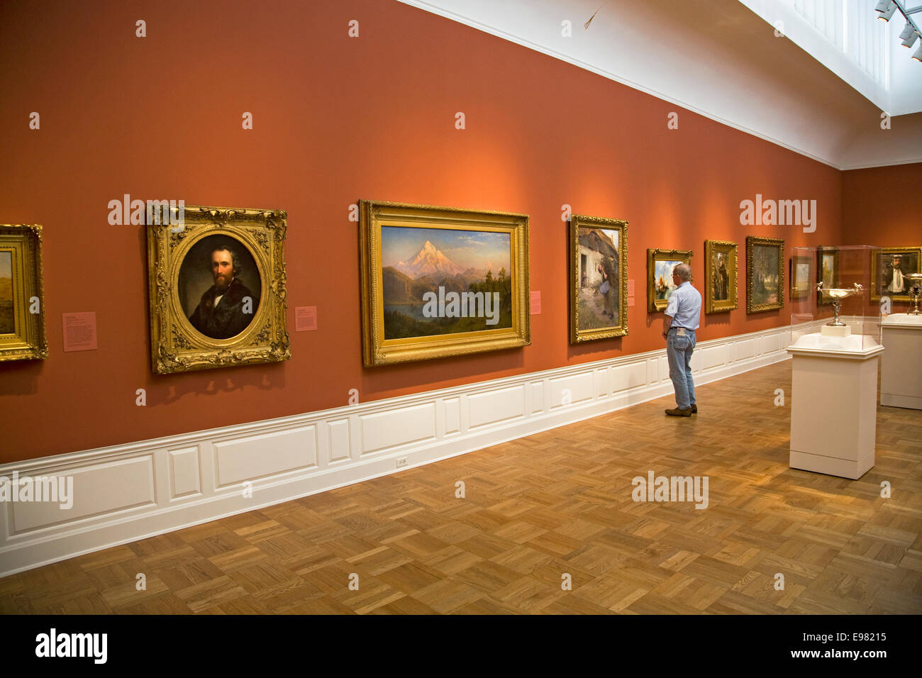 A visitor to the Portland Museum of Art in Portland Oregon Stock Photo ...