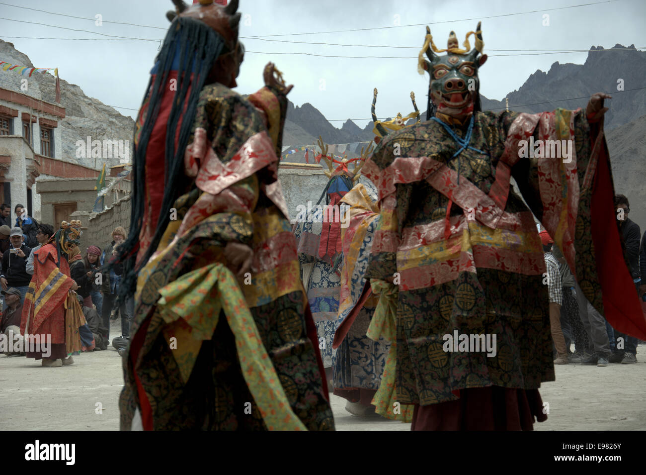 Cham dance performers in elaborate costumes at Lamayuru monastery ...