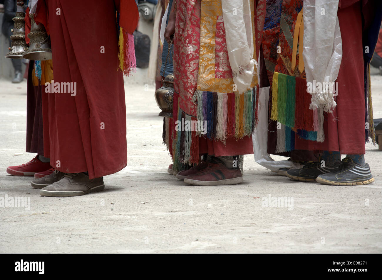Cham dance performers in elaborate costumes at Lamayuru monastery ...
