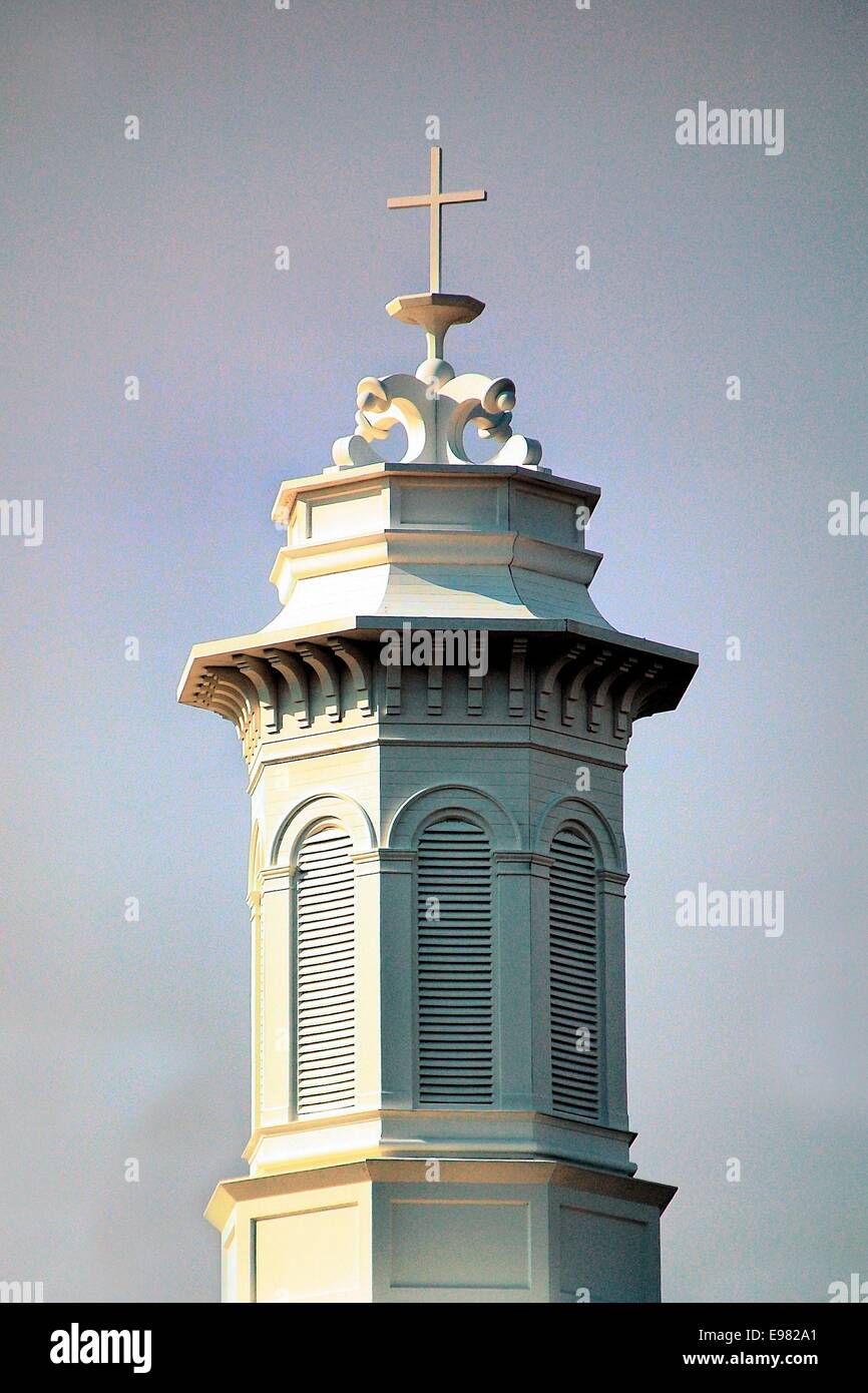 Close up traditional architecture; decorative steeple gold trim Steeple ...
