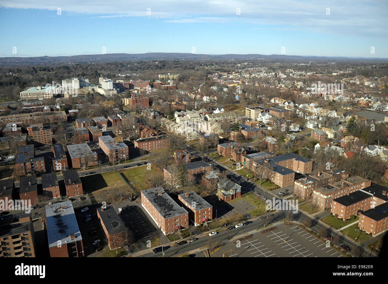 Aerial view apartments living structures in city Hartford Connecticut ...