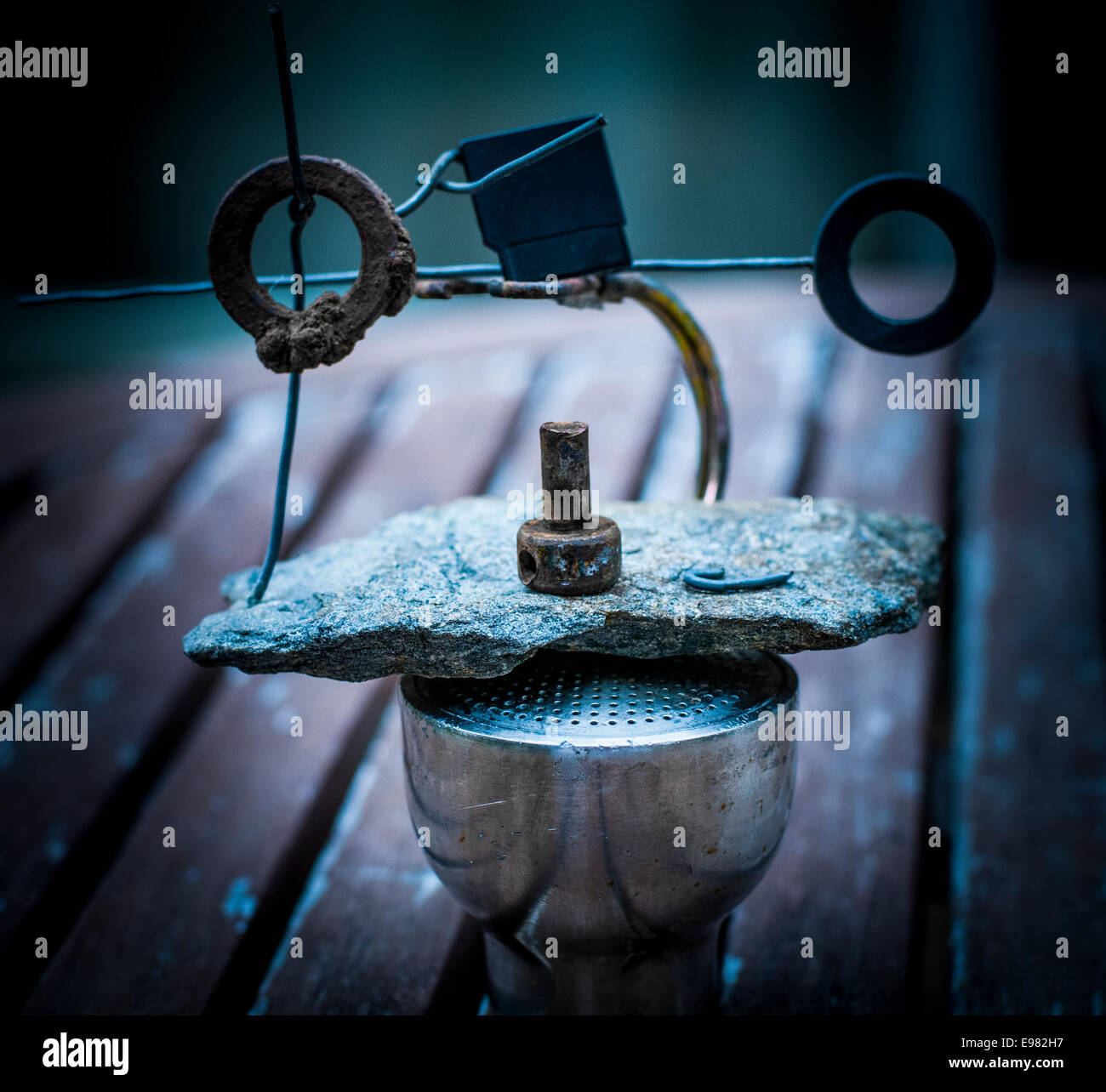 Collection random objects assembled to make face resembling man ...