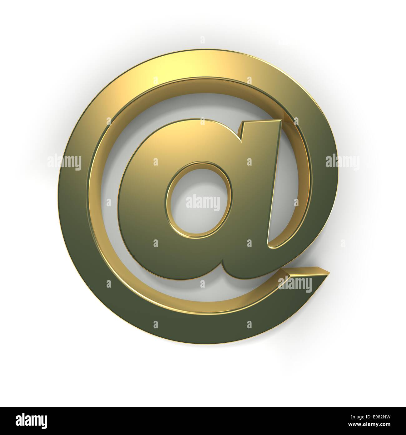 golden metallic at sign on white background Stock Photo - Alamy