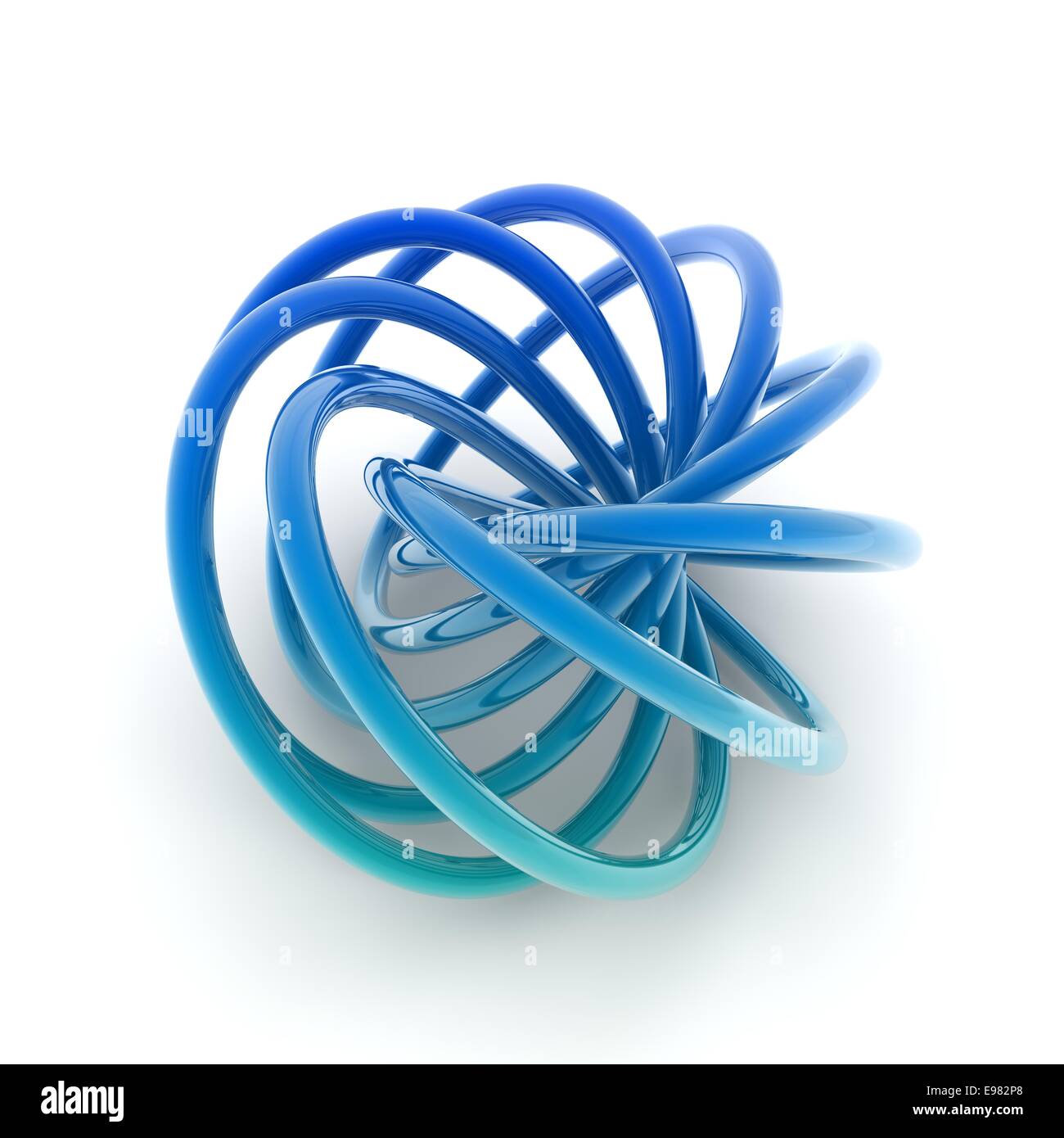 3D blue metallic curve surface shape isolated on white background Stock ...