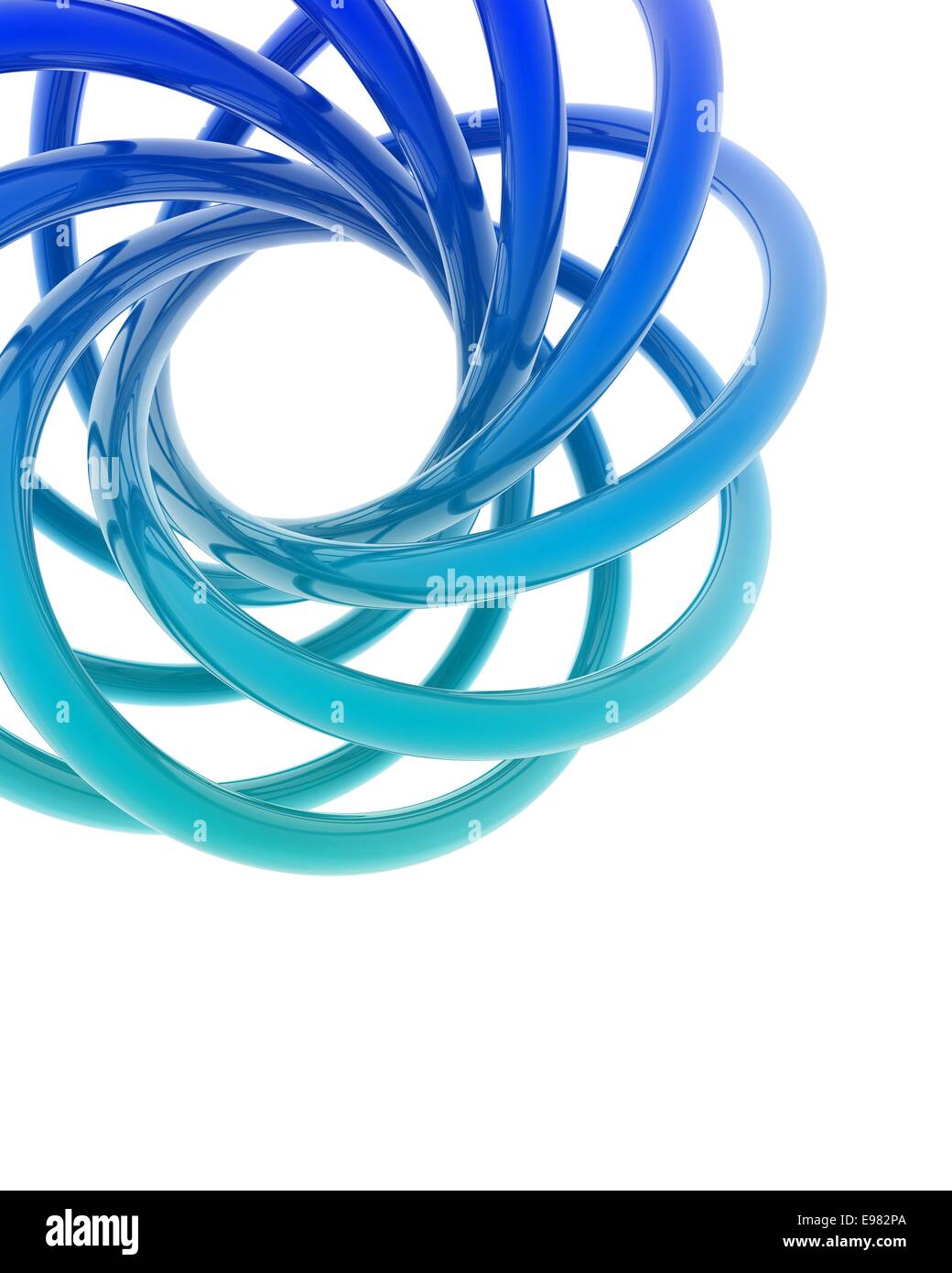 3D blue metallic curve surface shape isolated on white background Stock ...