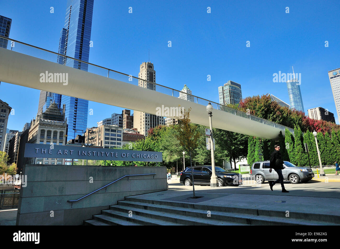 Art Institute of Chicago Exterior. Modern Wing entrance and Nichols ...