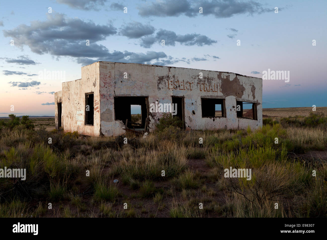 The abandoned Painted Desert Trading Post along a bypassed section of ...
