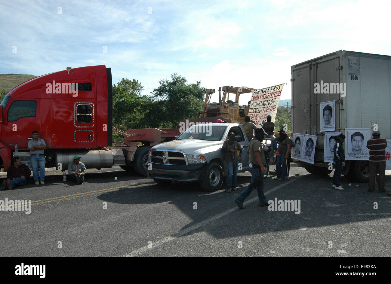 Guerrero, Mexico. 21st Oct, 2014. Members of the Community Police block ...