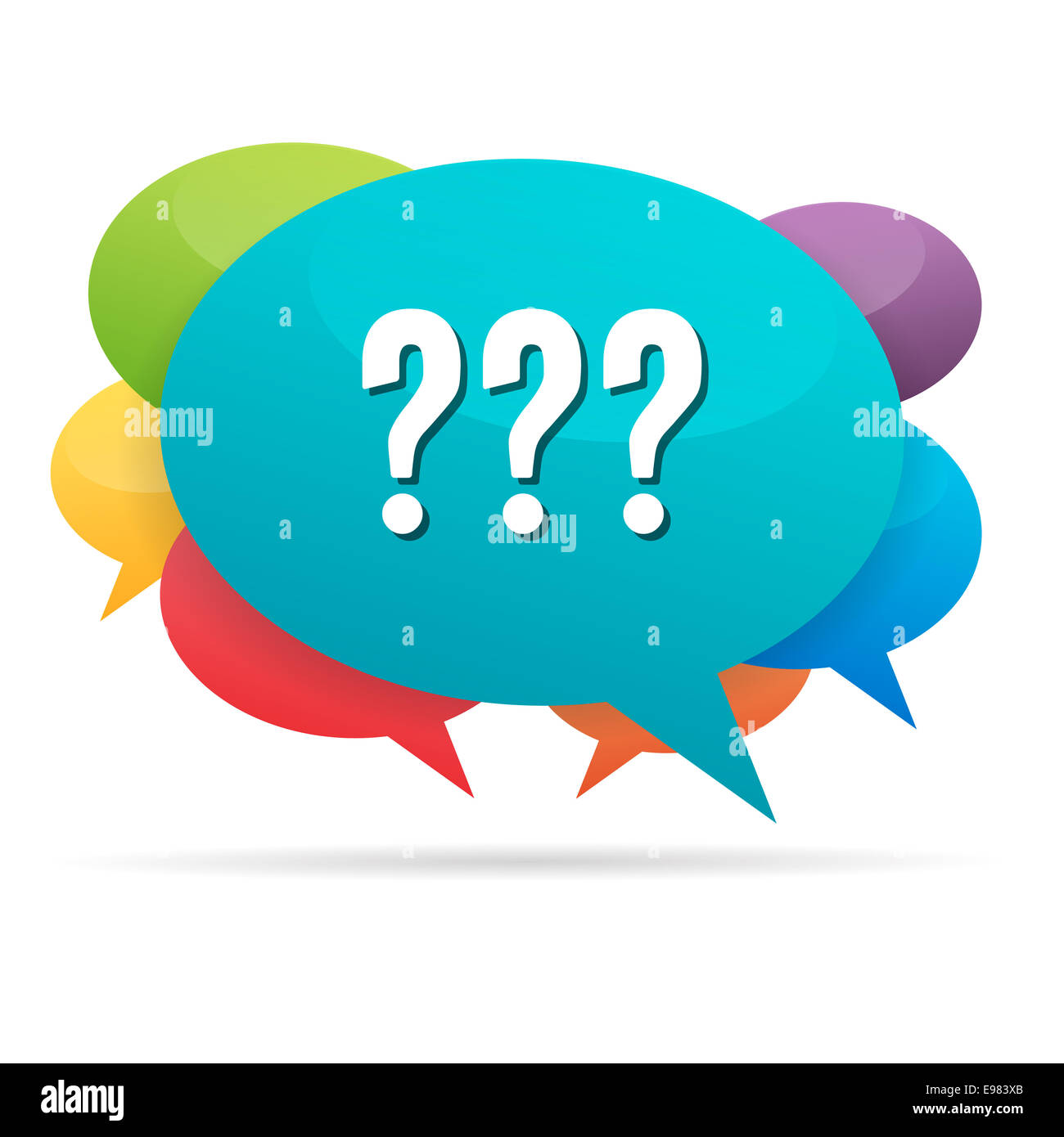 Vector illustration of colorful talk chat bubble dialog with question ...